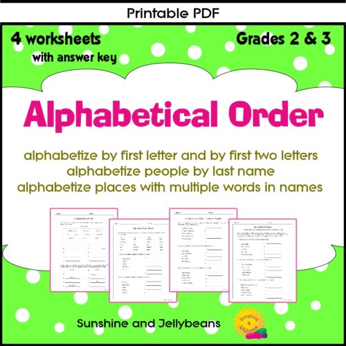 Alphabetical Order - Words, People and Places - 4 worksheets - Grades 2 ...