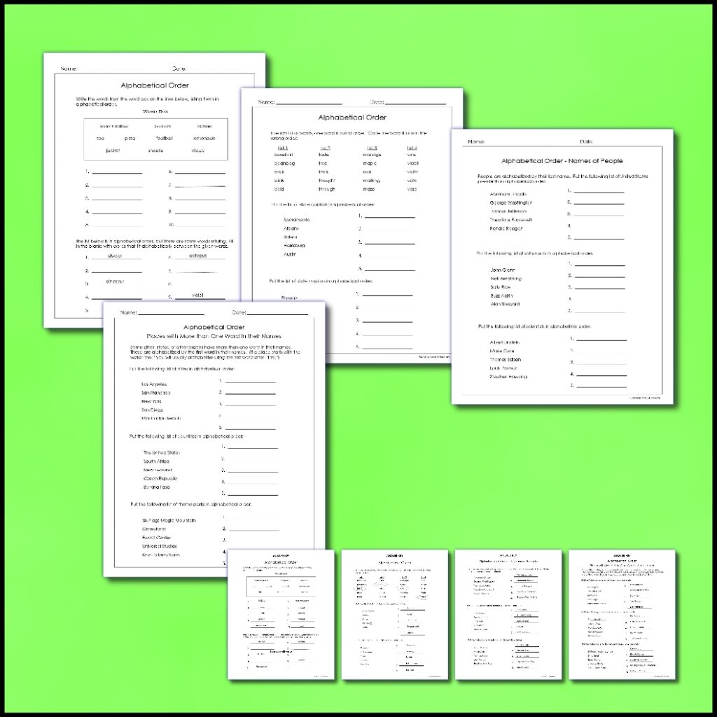 Alphabetical Order - Words, People and Places - 4 worksheets - Grades 2 ...