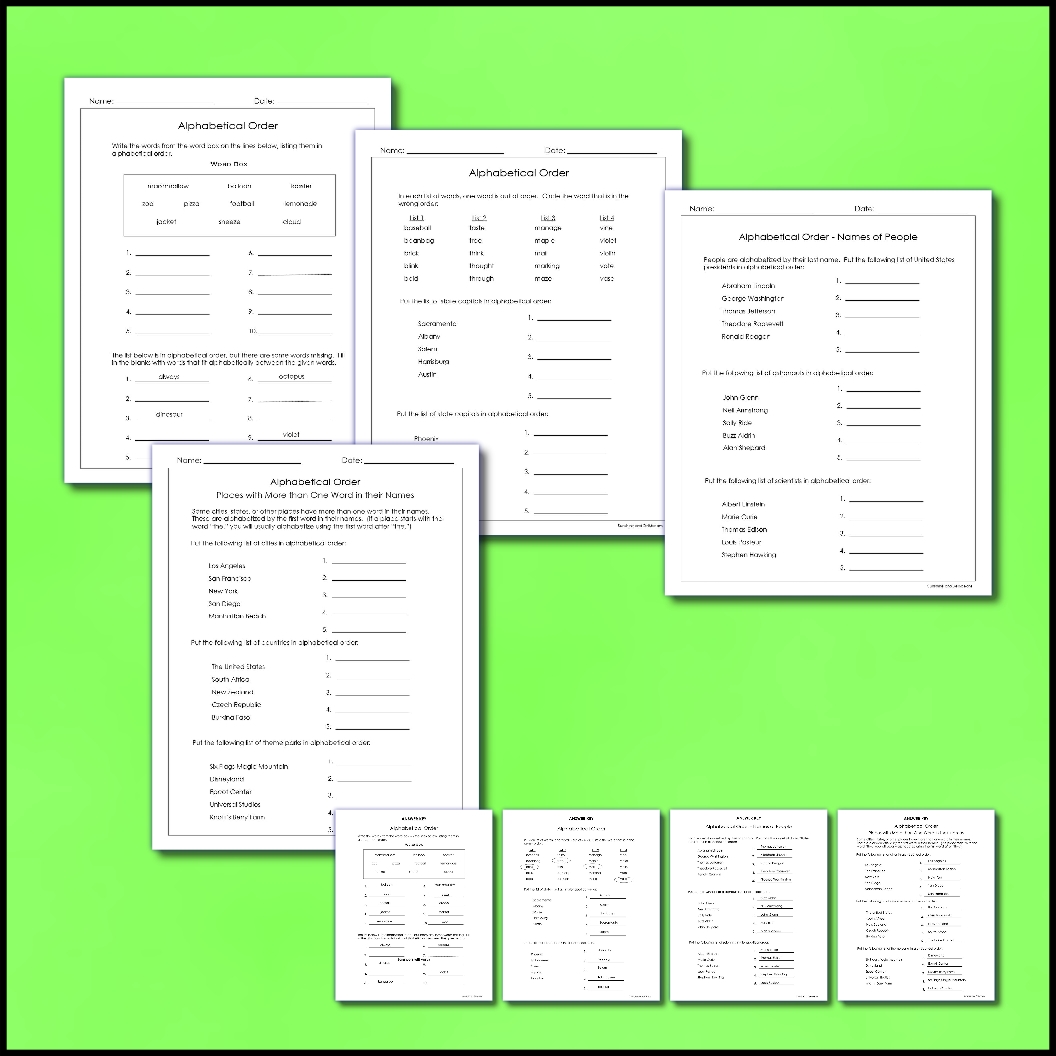 Alphabetical Order - Words, People and Places - 4 worksheets - Grades 2 ...