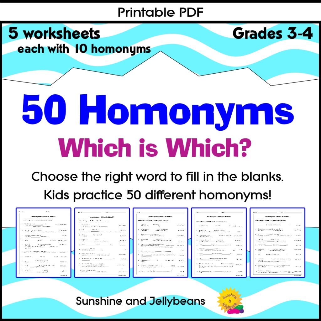 50 Homonyms - Sound-Alike Words - Grades 3-4 - Which is Which? | Made ...