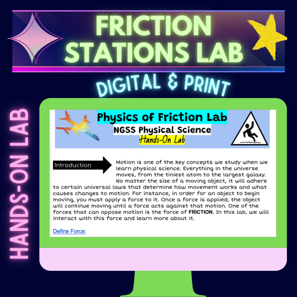 Friction & Motion Stations Lab Hands On Middle School Physics Fun NGSS ...