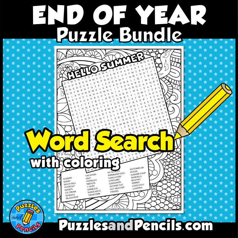 End of Year Word Search Puzzle Activity Page BUNDLE | 4 Wordsearch ...