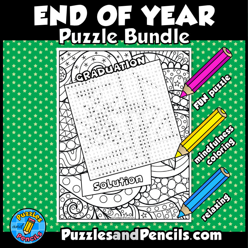 End of Year Word Search Puzzle Activity Page BUNDLE | 4 Wordsearch ...