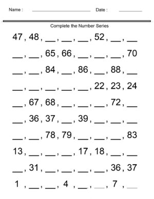 Patterns Worksheets - Complete the Series Worksheet(Series Between 0 ...