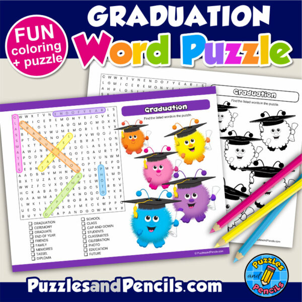 Graduation Word Search Puzzle Activity and Coloring | End of Year ...
