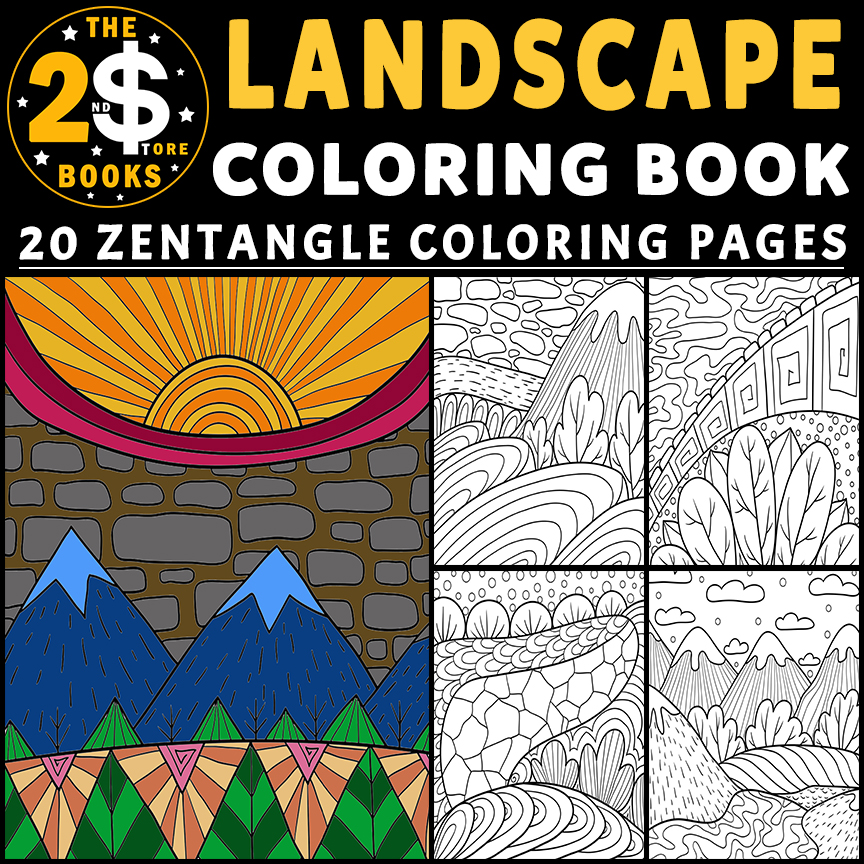 Landscape Zentangle Coloring Book - 20 Pages | Made By Teachers