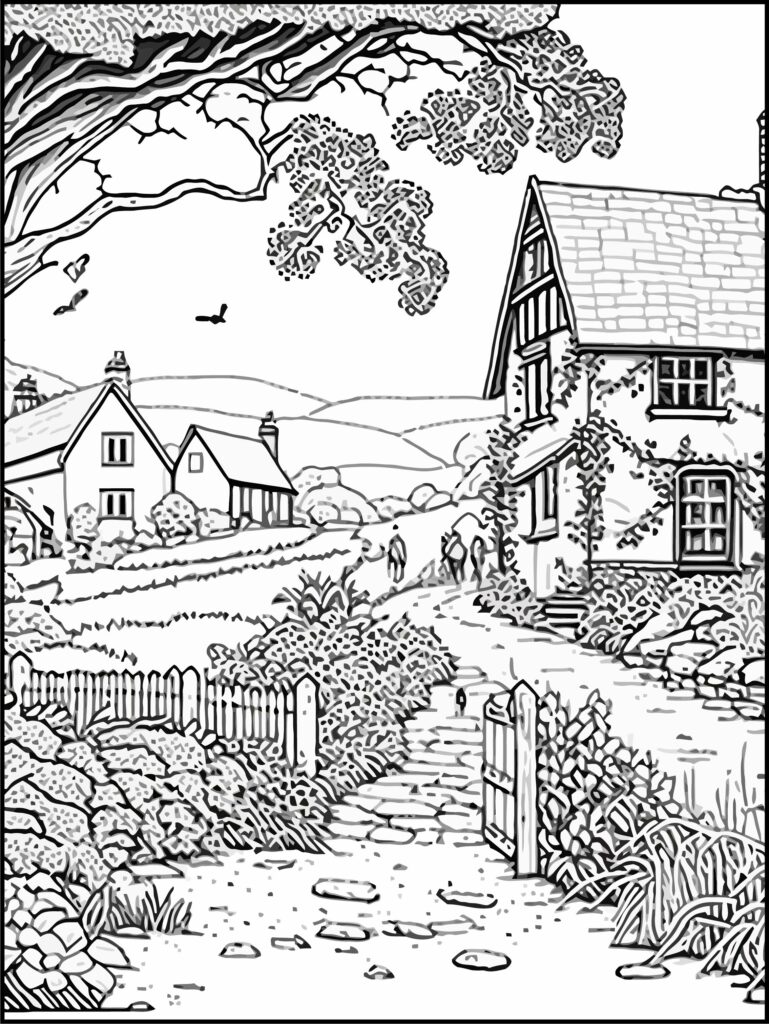 Discover the Magic of the Village: A Charming Coloring Book | Made By ...