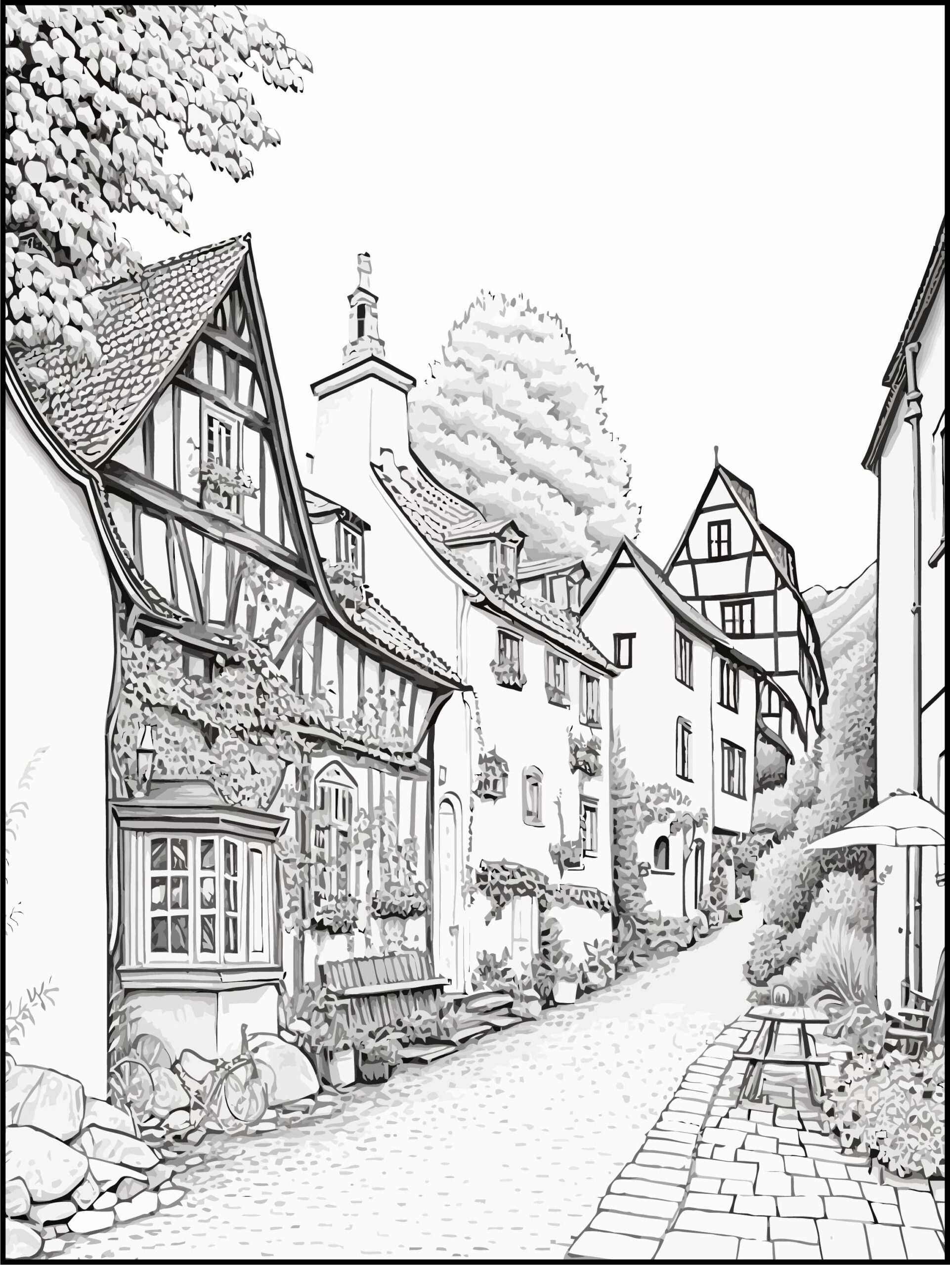 Discover the Magic of the Village: A Charming Coloring Book | Made By ...