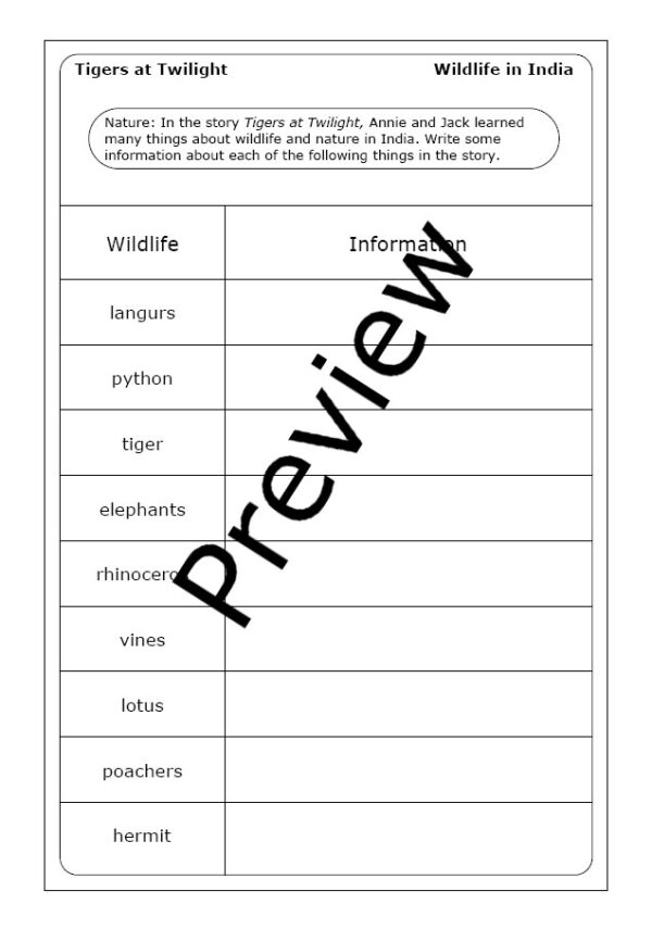 Magic Tree House "Tigers at Twilight" worksheets | Made By Teachers