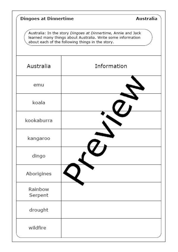 Magic Tree House "Dingoes at Dinnertime" worksheets | Made By Teachers