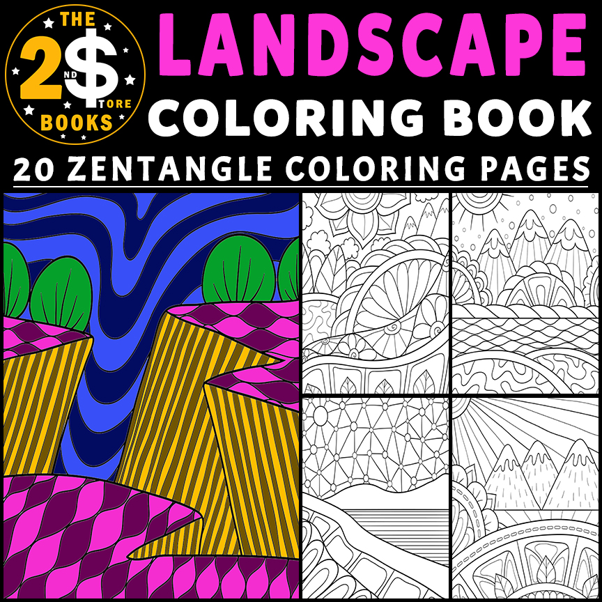 Landscape Zentangle Coloring Book - 20 Pages | Made By Teachers