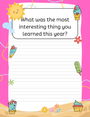 end of the year Summer Writing Paper With Lines, Summer Flower Writing ...