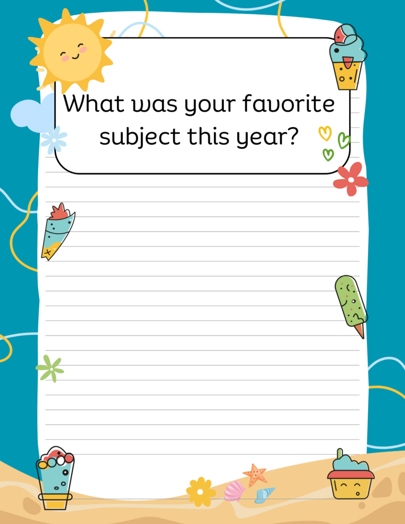 end of the year Summer Writing Paper With Lines, Summer Flower Writing ...