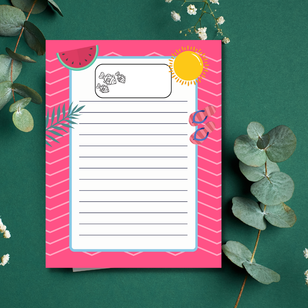 Summer Writing Paper With Lines, Summer Flower Writing Paper | Made By ...