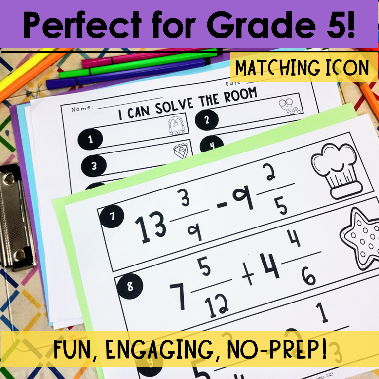 Add and Subtract Mixed Numbers with Unlike Denominators Game 5th Grade ...