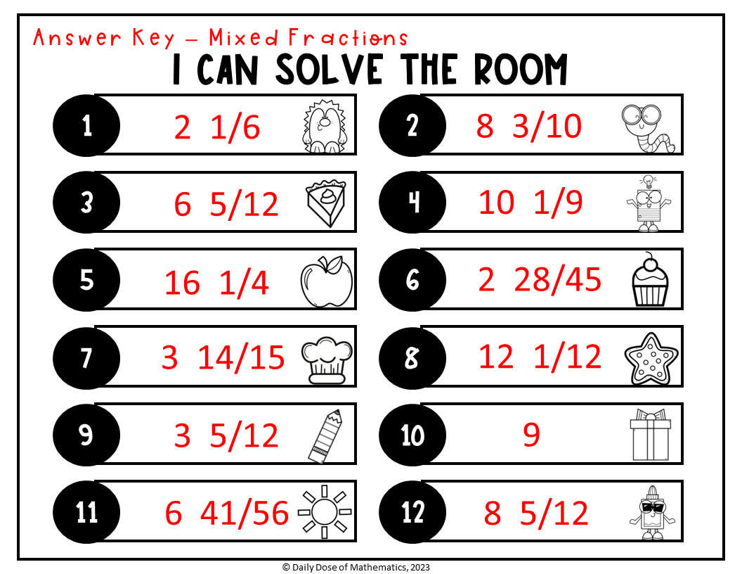 Add and Subtract Mixed Numbers with Unlike Denominators Game 5th Grade ...