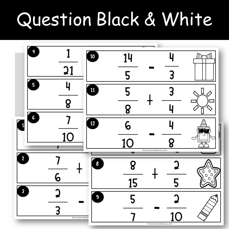 Add and Subtract Fractions with Unlike Denominators Grade 5 Solve the ...