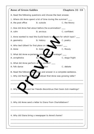 L. M. Montgomery "Anne of Green Gables" worksheets - Made By Teachers