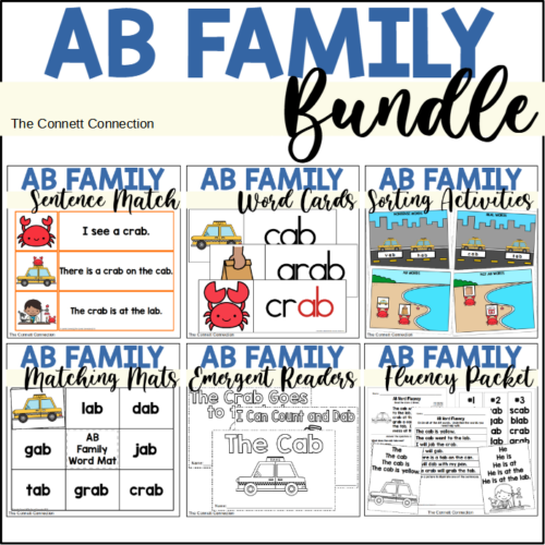AB Word Family Center and Worksheet Bundle | Made By Teachers