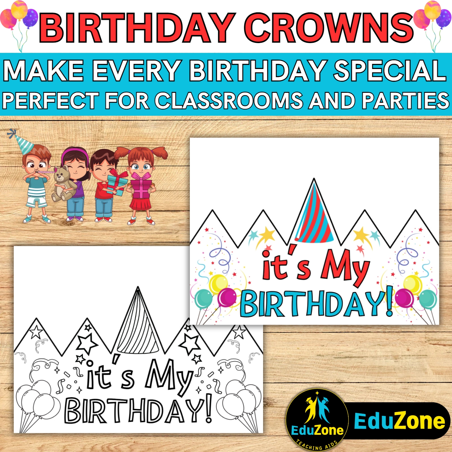 Make Your Party Pop with Editable Birthday Crowns and Colorful Party ...