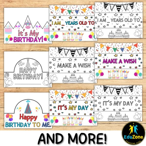 Editable Birthday Crowns for Kids: Color & BW Options | Printable crown ...