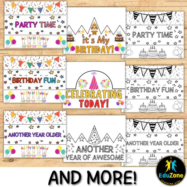 Editable Birthday Crowns for Kids: Color & BW Options | Printable crown ...