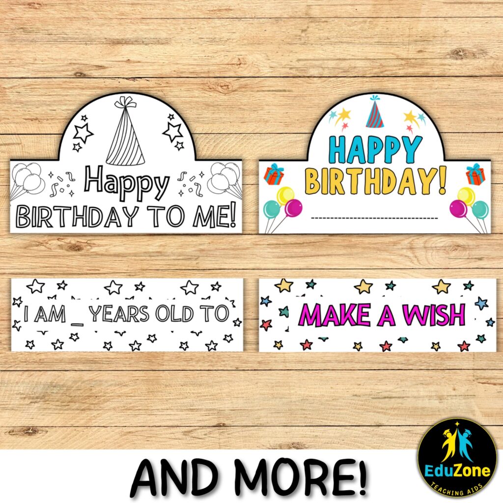 Editable Birthday Crowns for Kids: Color & BW Options | Printable crown ...