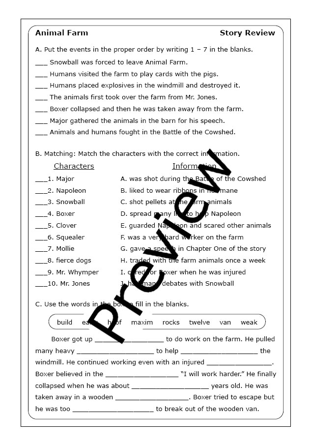 George Orwell "Animal Farm" worksheets | Made By Teachers