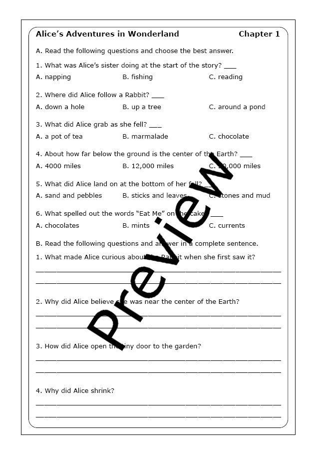 Lewis Carroll "Alice's Adventures in Wonderland" worksheets | Made By ...