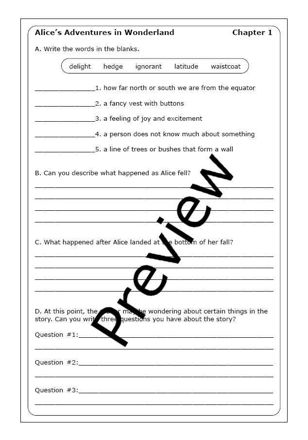 Lewis Carroll "Alice's Adventures in Wonderland" worksheets | Made By ...