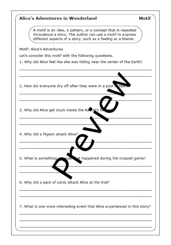 Lewis Carroll "Alice's Adventures in Wonderland" worksheets | Made By ...