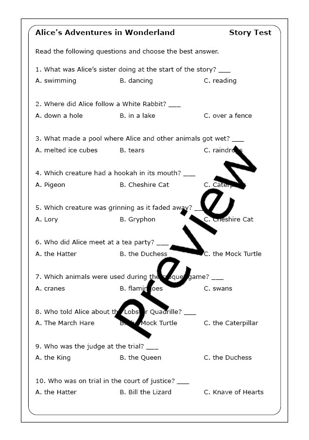 Lewis Carroll "Alice's Adventures in Wonderland" worksheets | Made By ...