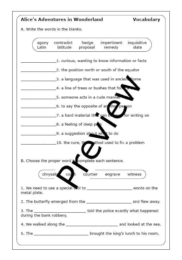 Lewis Carroll "Alice's Adventures in Wonderland" worksheets | Made By ...