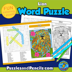 Lion Word Search Puzzle Activity Page and Coloring | Wordsearch | Made ...