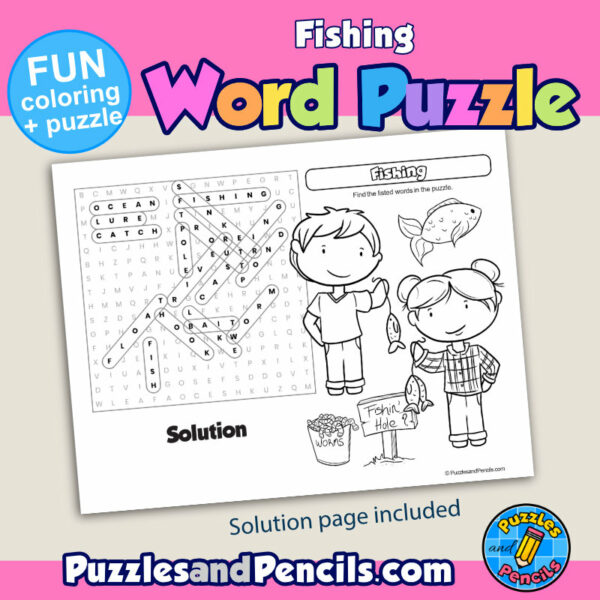 Fishing Word Search Puzzle Activity and Coloring | Wordsearch | Made By ...