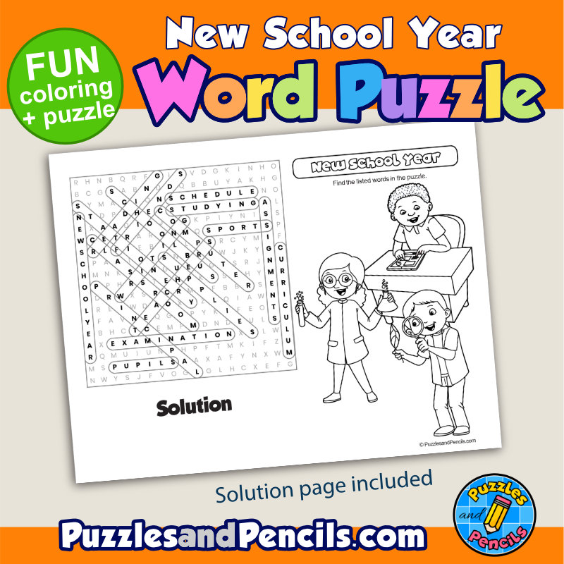 New School Year Word Search Puzzle Activity and Coloring | Back to ...