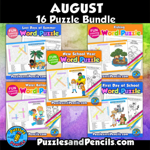 August Word Search Puzzle Activity BUNDLE | 16 Wordsearch Puzzles ...