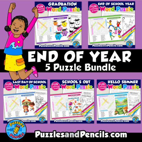 End of Year Word Search Puzzle Activity BUNDLE | 5 Wordsearch Puzzles ...
