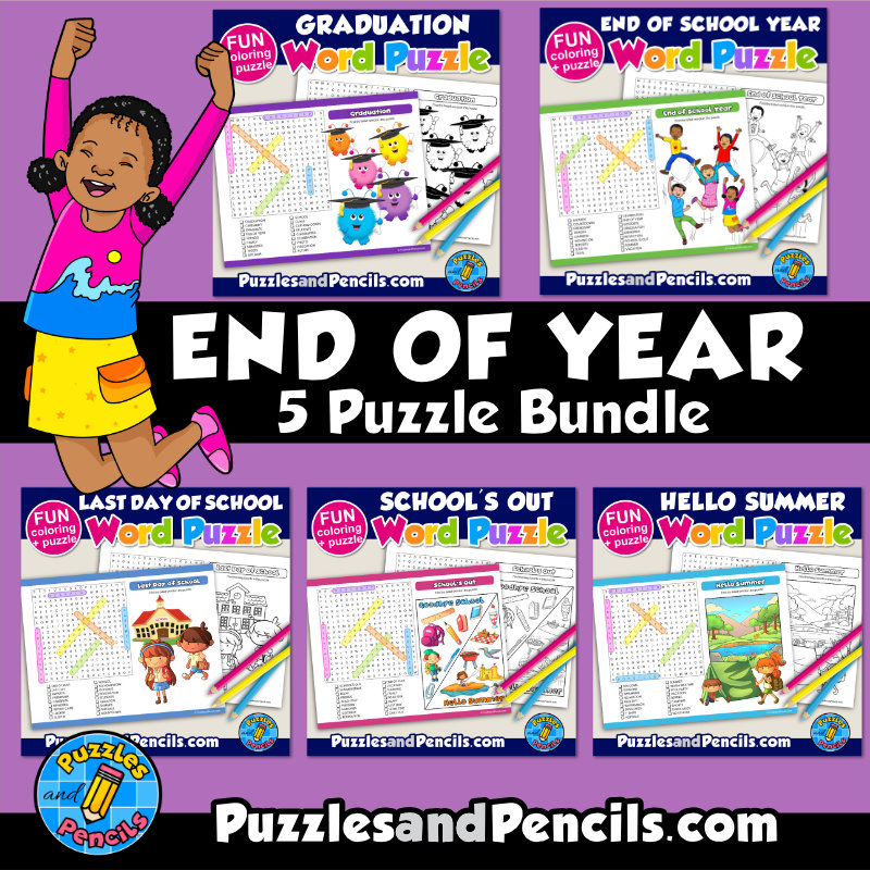 End of Year Word Search Puzzle Activity BUNDLE | 5 Wordsearch Puzzles ...
