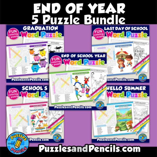 End of Year Word Search Puzzle Activity BUNDLE | 5 Wordsearch Puzzles ...