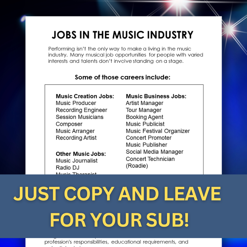 JOBS IN THE MUSIC INDUSTRY a Middle School General Music Sub Plan ...