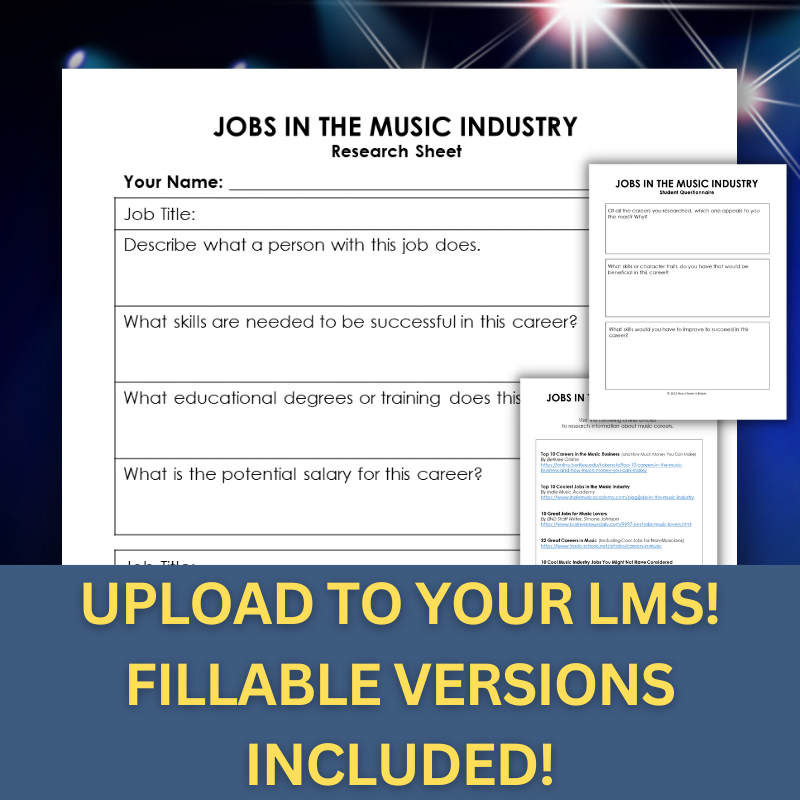 JOBS IN THE MUSIC INDUSTRY a Middle School General Music Sub Plan ...