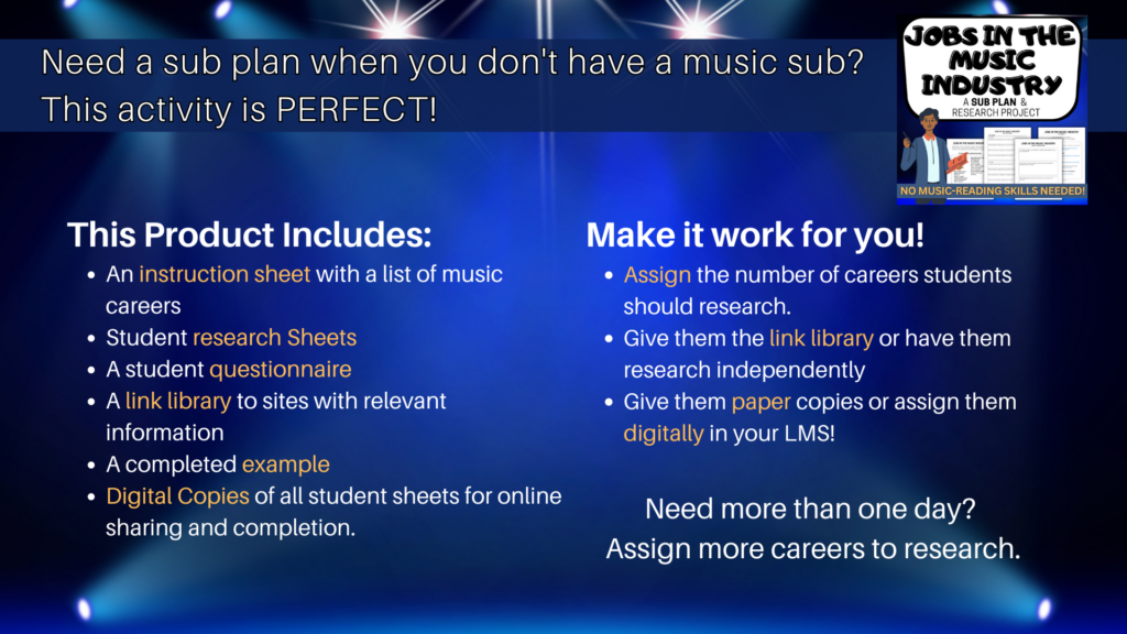 JOBS IN THE MUSIC INDUSTRY a Middle School General Music Sub Plan ...