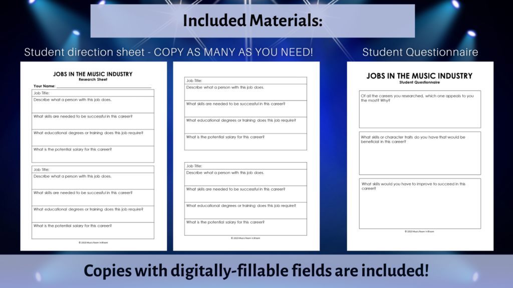 JOBS IN THE MUSIC INDUSTRY a Middle School General Music Sub Plan ...