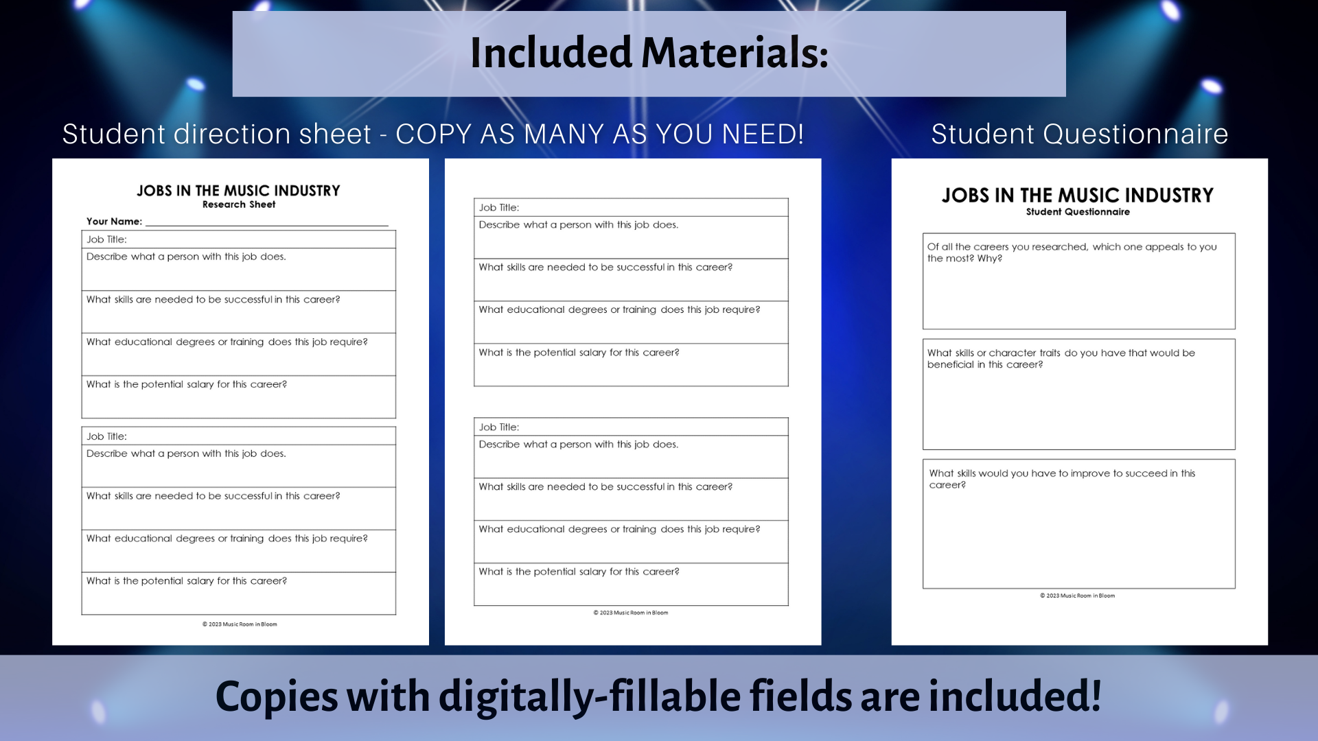 JOBS IN THE MUSIC INDUSTRY a Middle School General Music Sub Plan ...