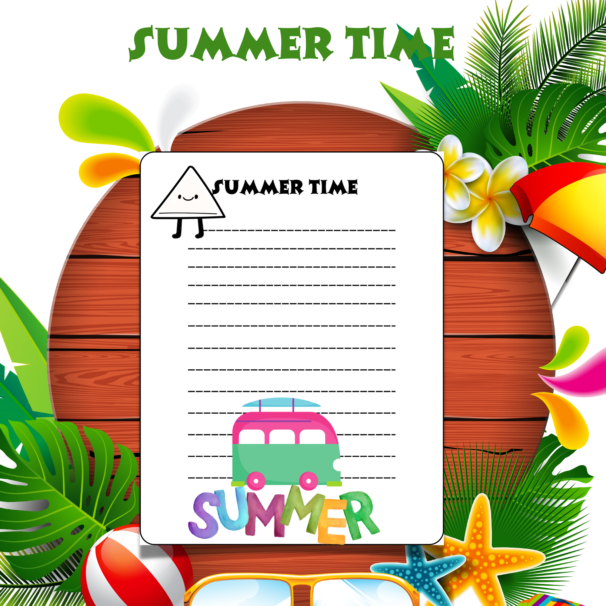 Summer Writing Paper With Lines, Summer Flower Writing Paper | Made By ...
