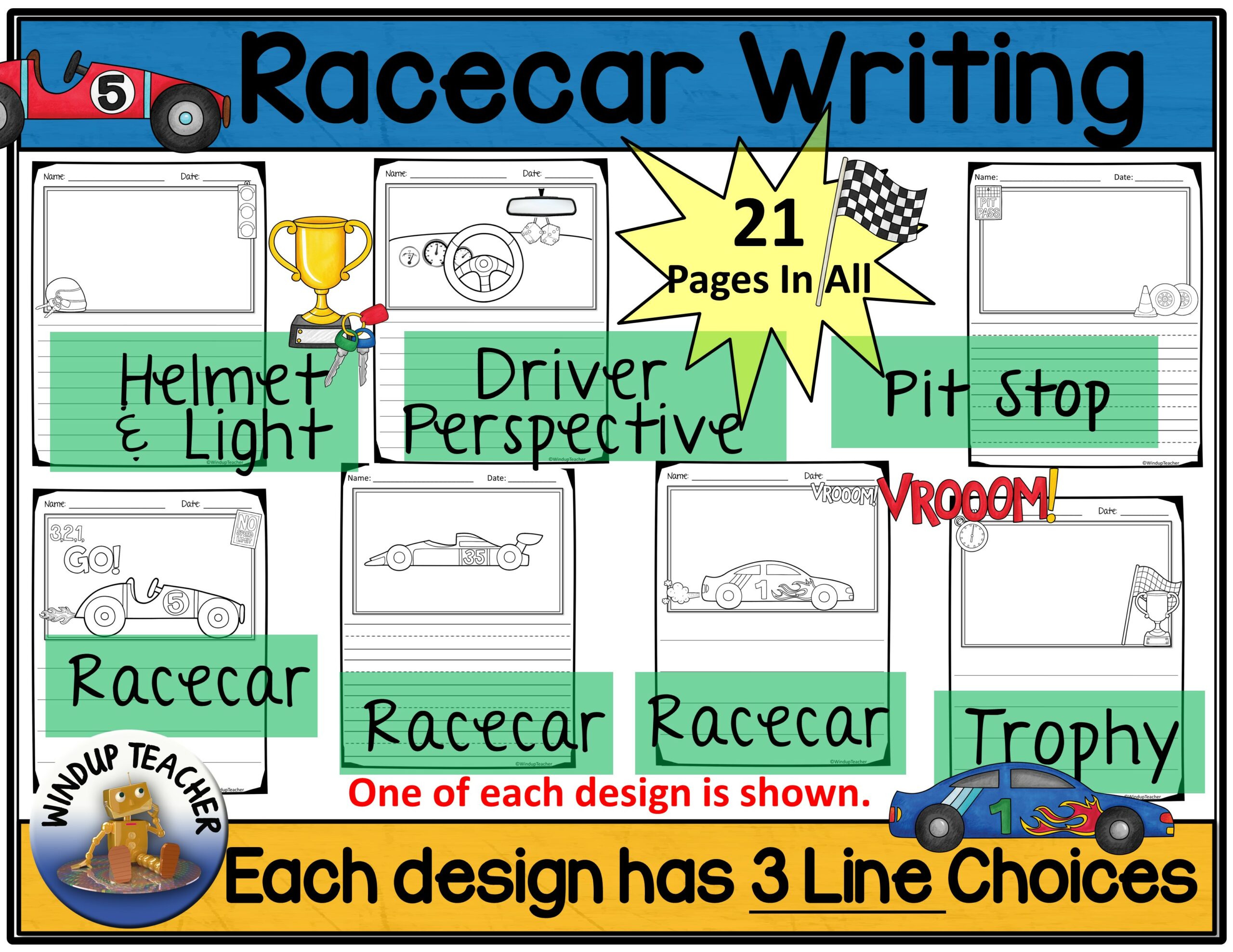 Racecar Writing Papers | Made By Teachers
