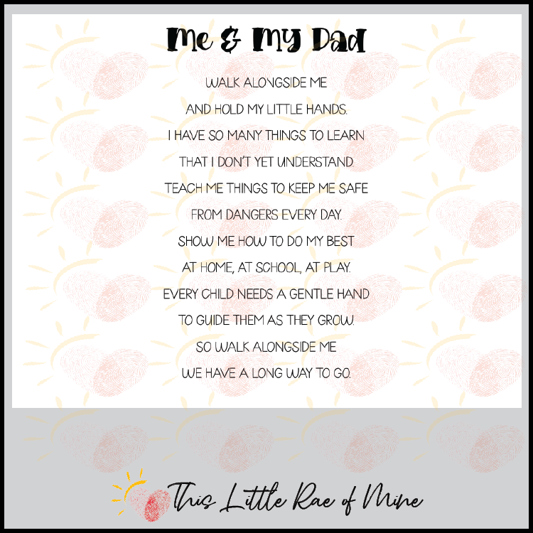 Me & My Dad - Happy Father's Day - poem – printable - keepsake ...