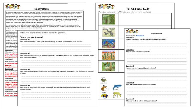3rd Grade Ecosystems 3.LS4.4 Activities | Made By Teachers