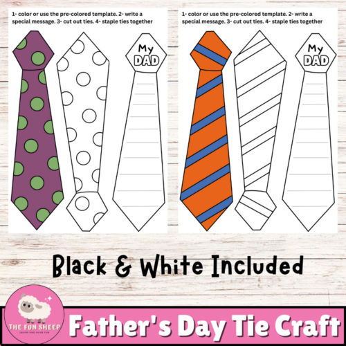 Father's Day Tie Craft | Dad Necktie Craft, Writing and Coloring ...